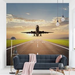 Bilderwelten Fototapete Textiltapete Stofftapete - nahtlose Tapete | Startendes Flugzeug