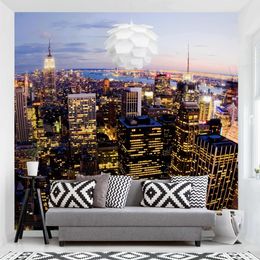 Bilderwelten Fototapete Textiltapete Stofftapete - nahtlose Tapete | New York Skyline bei Nacht
