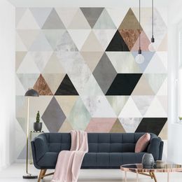Mustertapete Aquarell-Mosaik mit Dreiecken I