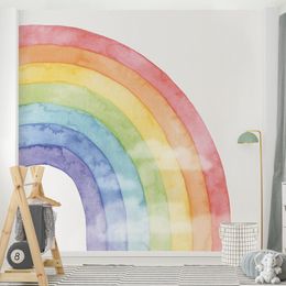 Fototapete Regenbogen und Wolken Wasserfarben