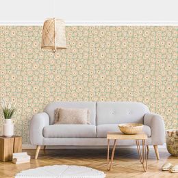 Bilderwelten Fototapete Retro Bl&uuml;ten Muster Beige