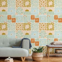 Fototapete Retro Patchwork Blumen Muster