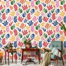 Bilderwelten Fototapete | Vliestapete inkl. Kleister oder selbstklebende Tapeten nach Ma&szlig; | nahtlose Textiltapete - Matisse - Bunte Bl&auml;tter Muster