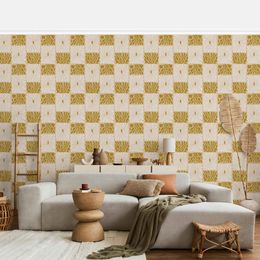 Bilderwelten Fototapete Retro Blumen Muster Beige