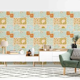 Bilderwelten Fototapete Retro Patchwork Blumen Muster