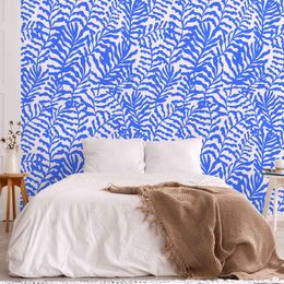 Bilderwelten Fototapete | Vliestapete inkl. Kleister oder selbstklebende Tapeten nach Ma&szlig; | nahtlose Textiltapete - Matisse Bl&auml;ttermuster Blau