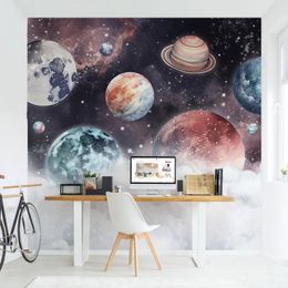 Fototapete Universum umh&uuml;llt von Wolken