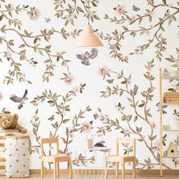 Fototapete - Flug durch die Sommerrosen - Blumen modern Wandtapete gr&uuml;n Schmetterlinge Kinderzimmer Baby M&auml;dchen Jungen