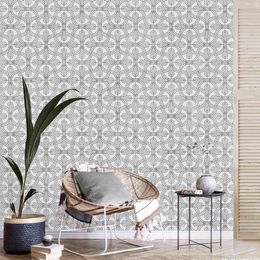 Mustertapete Silbernes Art Deco Muster XXL
