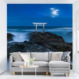 Fototapete Torii bei Vollmond am Meer