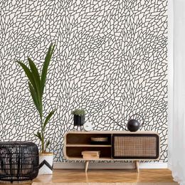 Mustertapete Mosaiklinien Muster Schwarz