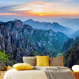 Bilderwelten Fototapete Textiltapete Stofftapete - nahtlose Tapete | Sonnenaufgang &uuml;ber dem Huangshan Gebirge