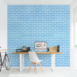 Bilderwelten Fototapete Textiltapete Stofftapete - nahtlose Tapete | Pastellblaue Ziegelwand