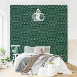 Mustertapete Smaragd Art Deco Linienmuster