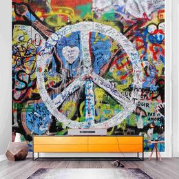 Bilderwelten Fototapete Textiltapete Stofftapete - nahtlose Tapete | Graffiti Wall Peace Sign