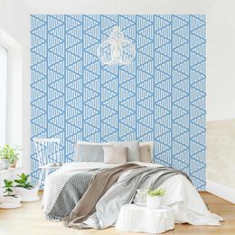 Mustertapete Zackiges Dreiecksmuster in Blau
