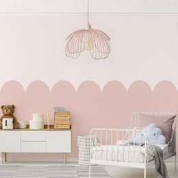 Fototapete - Halbkreisbord&uuml;re mittel rosa - Vliestapete Digital Art Wandtapete rosa Geometrisch Kinderzimmer Baby M&auml;dchen Jungen