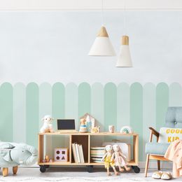 Fototapete - Halbkreisbord&uuml;re klein gr&uuml;n Mix - Vliestapete Digital Art Wandtapete gr&uuml;n Geometrisch Kinderzimmer Baby M&auml;dchen Jungen