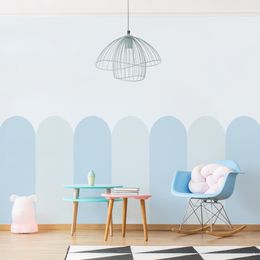 Fototapete - Halbkreisbord&uuml;re mittel blau Mix - Vliestapete Digital Art Wandtapete blau Geometrisch Kinderzimmer Baby M&auml;dchen Jungen
