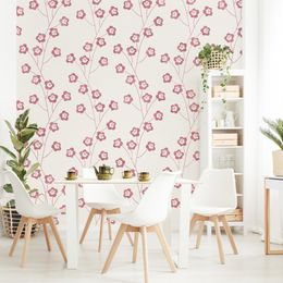 Mustertapete Nat&uuml;rliches Muster zarte Blumen in Rosa
