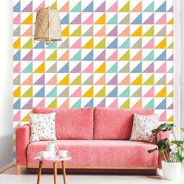 Mustertapete Geometrisches Muster mit Dreiecken in Bunt