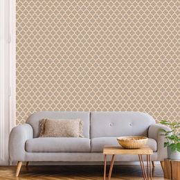 Mustertapete Marokkanisches Muster mit Ornamenten vor Beige
