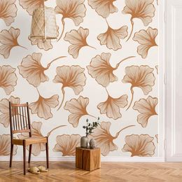 Bilderwelten Fototapete Textiltapete Stofftapete - nahtlose Tapete | Gro&szlig;e Gingkobl&auml;tter in Beige