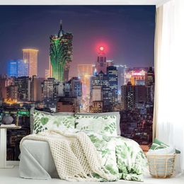 Bilderwelten Fototapete Textiltapete Stofftapete - nahtlose Tapete | Nachtlichter von Macau