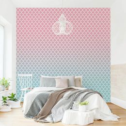 Mustertapete Marokkanisches Muster mit Verlauf in Rosa Blau