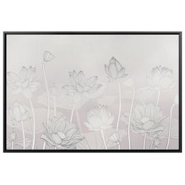Leinwandbild Lotus Illustration Silber und Violett