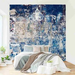 Fototapete Shabby Wand in Blau