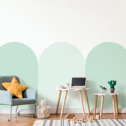 Fototapete - Halbkreisbord&uuml;re gro&szlig; gr&uuml;n Mix - Vliestapete Digital Art Wandtapete gr&uuml;n Geometrisch Kinderzimmer Baby M&auml;dchen Jungen