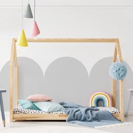 Fototapete - Halbkreisbord&uuml;re gro&szlig; grau - Vliestapete Digital Art Wandtapete grau Geometrisch Kinderzimmer Baby M&auml;dchen Jungen