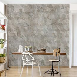 Fototapete Geometrisches Vintage Muster mit Ornamenten Beige