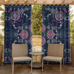 Outdoorvorhang Detailliertes Boho Muster in Blau