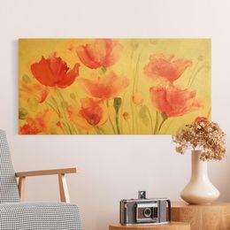 Leinwandbild Mohnblumen im Sommerwind