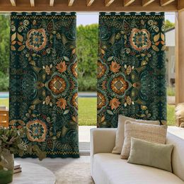 Outdoorvorhang Detailliertes Boho Muster in Gr&uuml;n