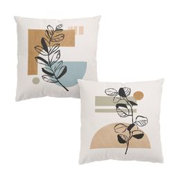 Bilderwelten Dekokissen Kissenbezug 2er Set beige Abstrakt - Abstraktes Skandinavien Muster Set - Geometrisch Sofakissen Bezug & F&uuml;llung in 40x40 50x50 60x60