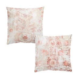 Bilderwelten Dekokissen Kissenbezug 2er Set rosa Shabby - Antike Shabby Barocktapete Duo - Ornamente Sofakissen Bezug & F&uuml;llung in 40x40 50x50 60x60