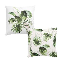 Bilderwelten Dekokissen Kissenbezug 2er Set gr&uuml;n originell Tropisch Aquarell - Dschungelbouquet - Pflanzen Sofakissen Bezug & F&uuml;llung in 40x40 50x50 60x60