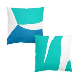 Dekokissen 2er Set Formen in Farbe - T&uuml;rkis Blau Duo