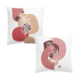 Dekokissen 2er Set Geometrische Formen - Bl&auml;tter Rosa Pink