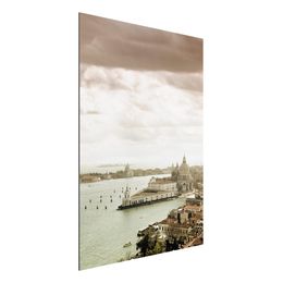 Bilderwelten Alu Dibond Outdoor Bild Stadt beige Vintage wetterfest - Lagune von Venedig - Italien Wohnzimmer Schlafzimmer