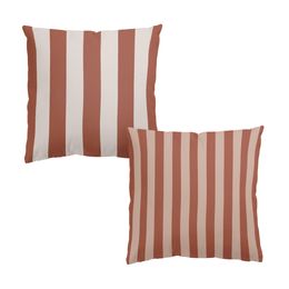 Bilderwelten Dekokissen 2er Set rot Abstrakt - Terracotta Streifen Duo - Streifen Sofakissen Bezug & F&uuml;llung in 40x40 50x50 60x60