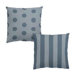 Bilderwelten Dekokissen Kissenbezug 2er Set blau modern - L&auml;ngsstreifen und Punkte in Schieferblau Duo - Punkte Sofakissen Bezug & F&uuml;llung in 40x40 50x50 60x60