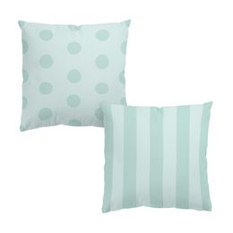 Dekokissen 2er Set L&auml;ngsstreifen und Punkte in Pastell Mint Duo