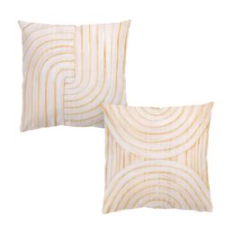 Bilderwelten Dekokissen Kissenbezug 2er Set beige Abstrakt - Modernes Rattan Set I - Geometrisch Sofakissen Bezug & F&uuml;llung in 40x40 50x50 60x60