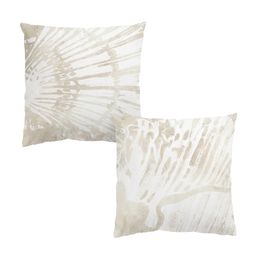 Bilderwelten Dekokissen Kissenbezug 2er Set beige Strand maritim - Muschel Silhouetten Duo auf Leinen - Bett Couch Sofakissen Bezug & F&uuml;llung in 40x40 50x50 60x60