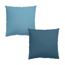 Bilderwelten Dekokissen 2er Set blau Unifarben - Ocean Blue Meerblau Duo - Bett Couch Sofakissen Bezug & F&uuml;llung in 40x40 50x50 60x60