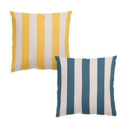 Dekokissen 2er Set Mighty Mango und Ocean Blue Gro&szlig;e Streifen Duo